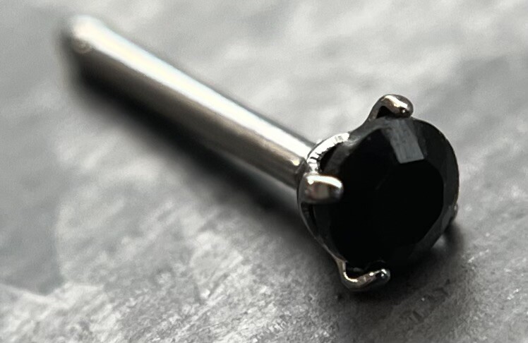 1pc Surgical Steel Nose Stud Ring w/ Round Prong Set Gem 18g or 20g | eBay