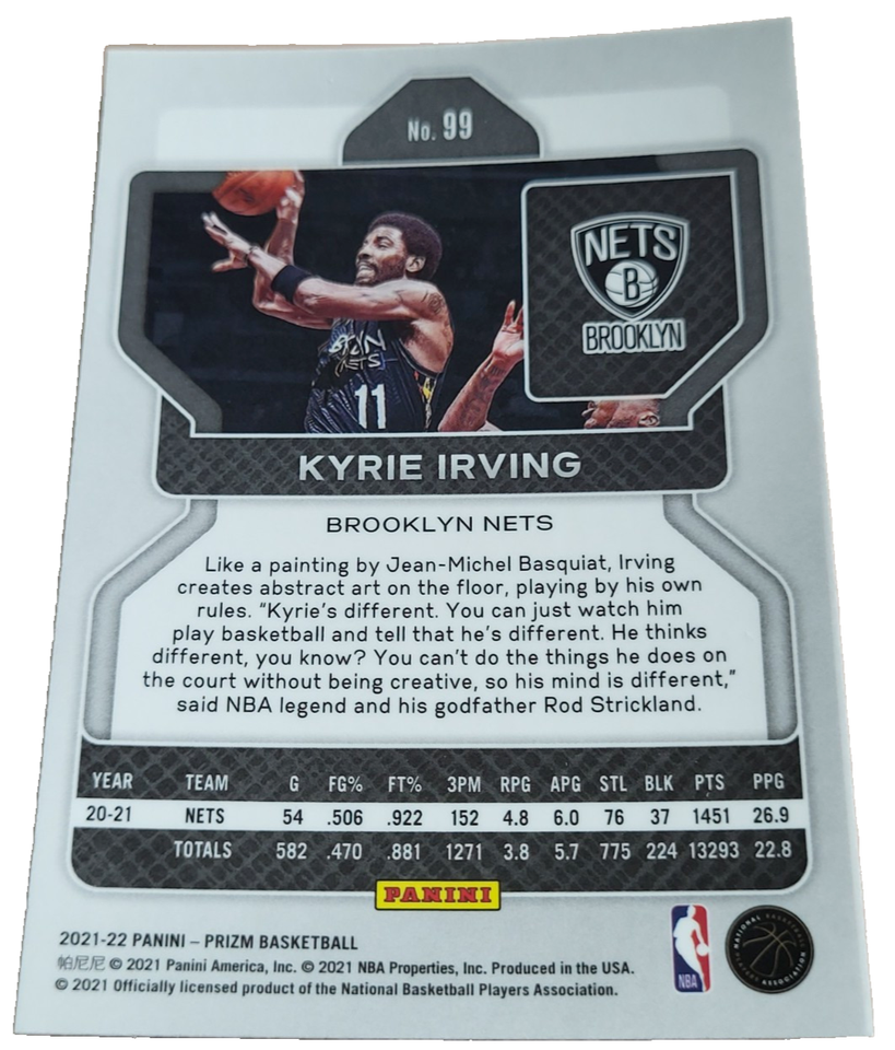 2021 Panini Prizm Kyrie Irving #99 Brooklyn Nets NBA Basketball Card ...