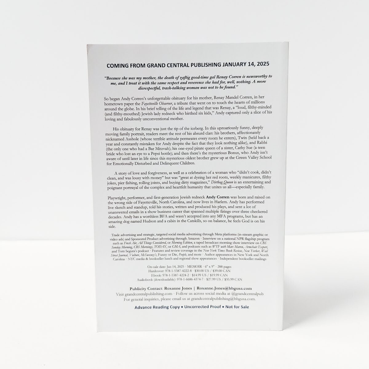 DIRTBAG QUEEN: A Memoir of my Mother by Andy Corren *01/25 ARC* VG+ | eBay