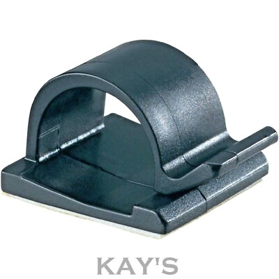 SELF ADHESIVE CABLE CLIPS FOR WIRE, CONDUIT, BLACK/WHITE NYLON 16mm ...