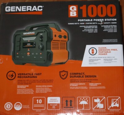 GENERAC GB1000 Portable Power Station, running watts 1600, BRAND NEW in ...
