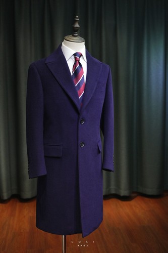 Purple Men's Overcoat 100% Cashmere Winter Warm Double Breasted Long ...