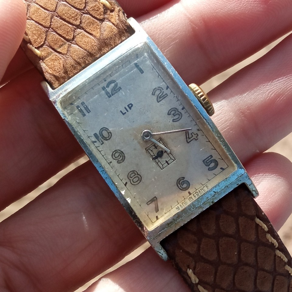 LIP Rectangular Tank Manual Wind T18 Vintage French 20mm Men Watch | eBay