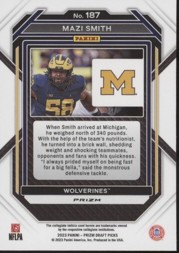 2023 Panini Prizm Draft Picks #187 Mazi Smith Prizms Gold Ice | eBay