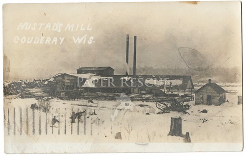 COUDERAY WI Original RPPC Postcard 1913 Nustad's Mill Real Photo ...