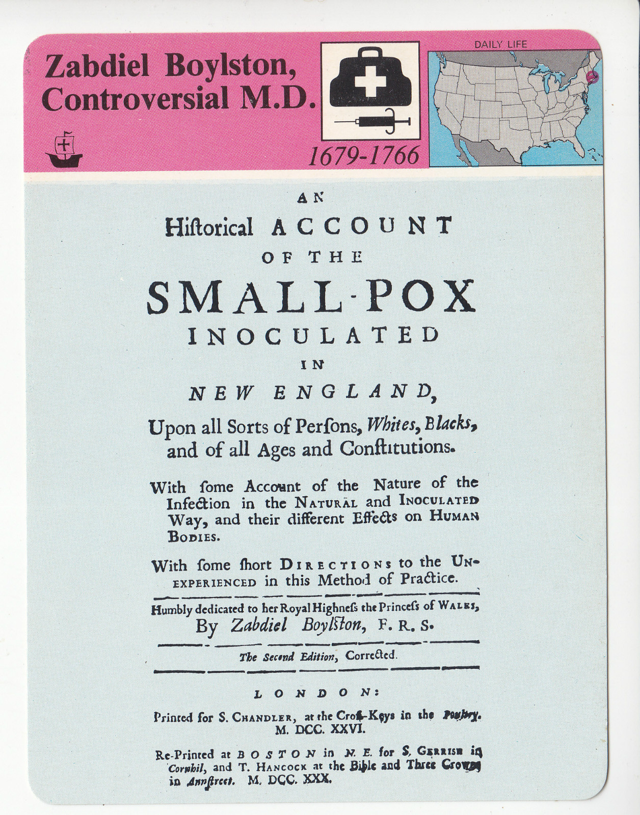 ZABDIEL BOYLSTON Controversial Doctor Conquered Smallpox STORY OF ...