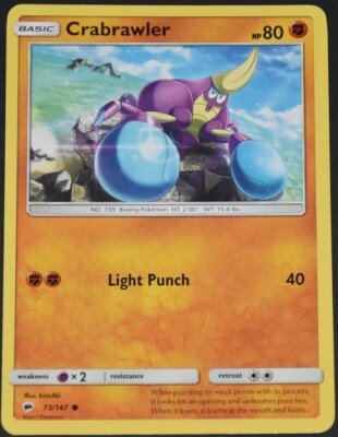CRABRAWLER 73/147 SM BURNING SHADOWS POKEMON CARD COMMON NM/M FAST ...
