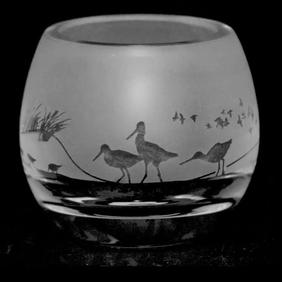 Glass Tealight Holder Wading Birds Sandblast Candle Animal Ornament ...