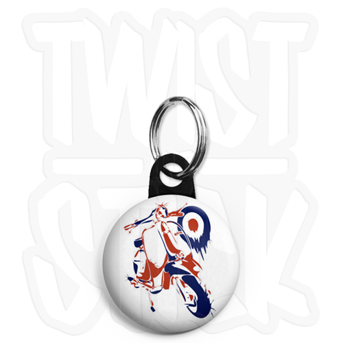 Lambretta Mod Target Painting - 25mm Keyring Button Badge with Zip Pull ...