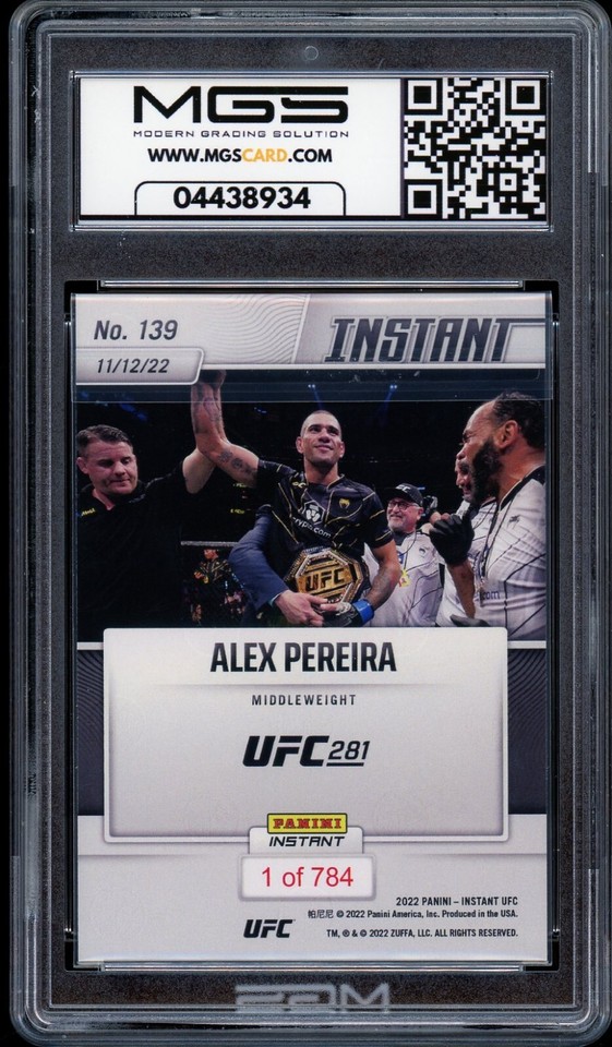 2022 Panini Instant UFC #139 Alex Pereira ROOKIE RC MGS GRADED 10 Gem ...