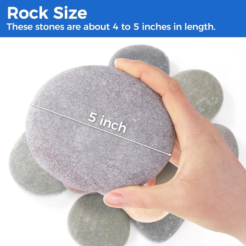 ROCART 6 Extra Large Smooth River Rocks for Painting, Flat Painting ...