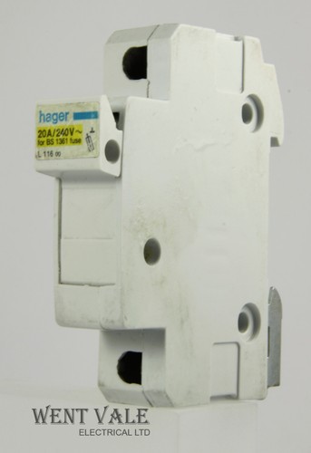 Hager L116 00 - 10 x 25mm BS 1361 - 20a Cartridge Fuse Holder Used ...