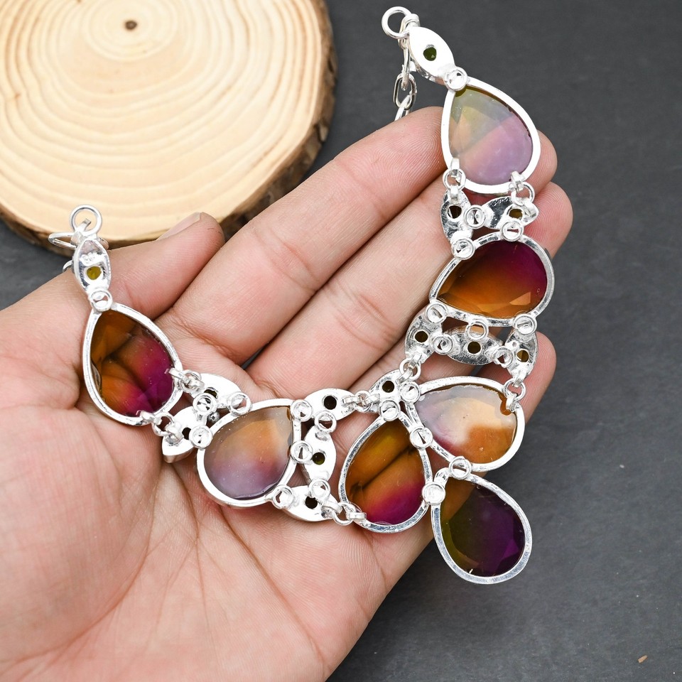 Bi-Color Tourmaline Peridot Gemstone 925 Sterling Silver Jewelry ...