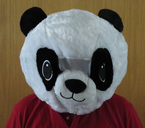 Panda Mascot Costume Full Head Maskimals Plush Halloween Mask oversized ...