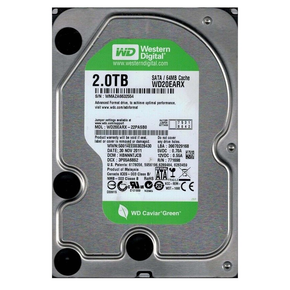 WD Green Hard Disk HDD 2tb 2000gb 3,5 " SATA Internal Computer Fix ...