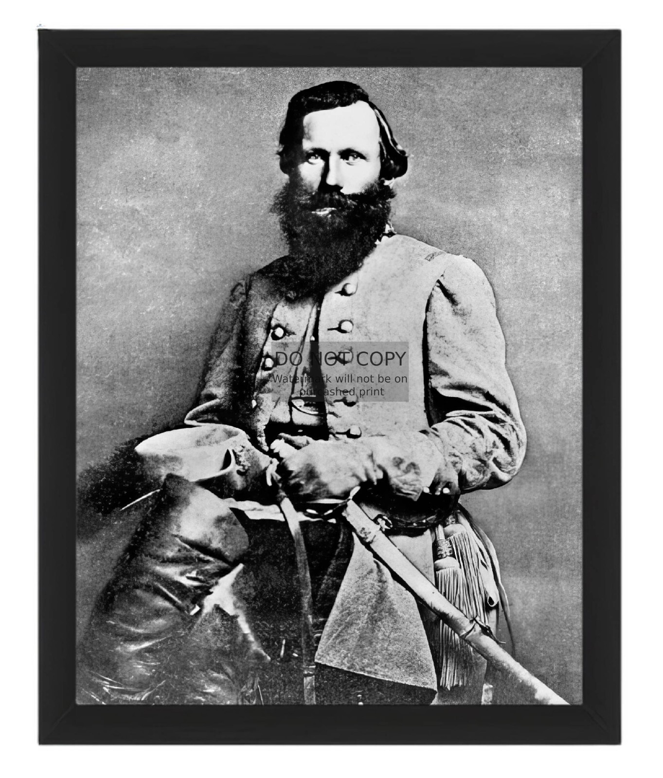 JAMES JEB STUART CONFEDERATE CIVIL WAR GENERAL IN UNIFORM 8X10 FRAMED ...