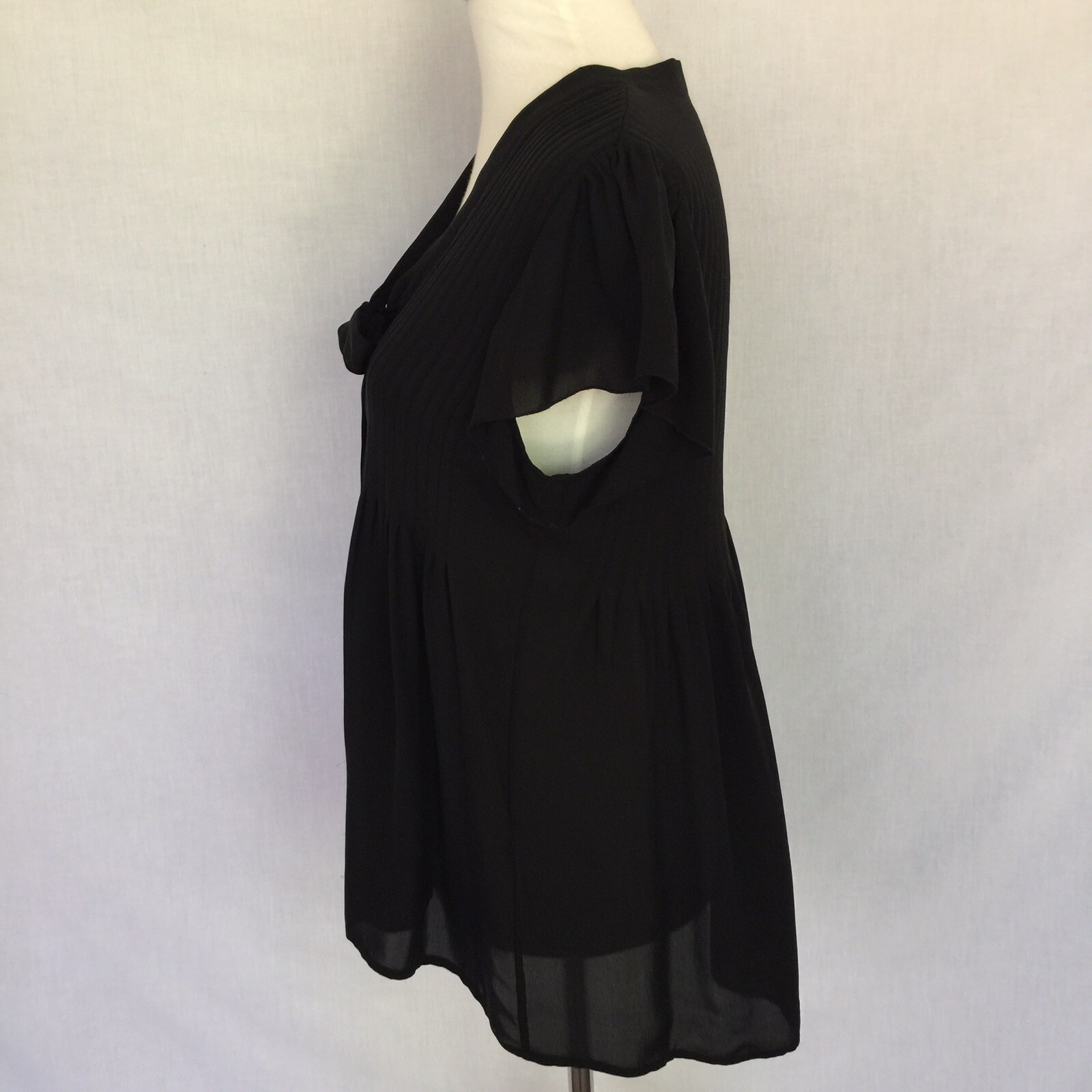 Joie Black Silk Feminine Pretty Flutter Sleeve Blouse… - Gem