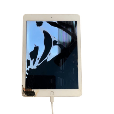 IPAD AIR2 Damaged Cracked Screen For Parts or Repair Only Silver Turns ...