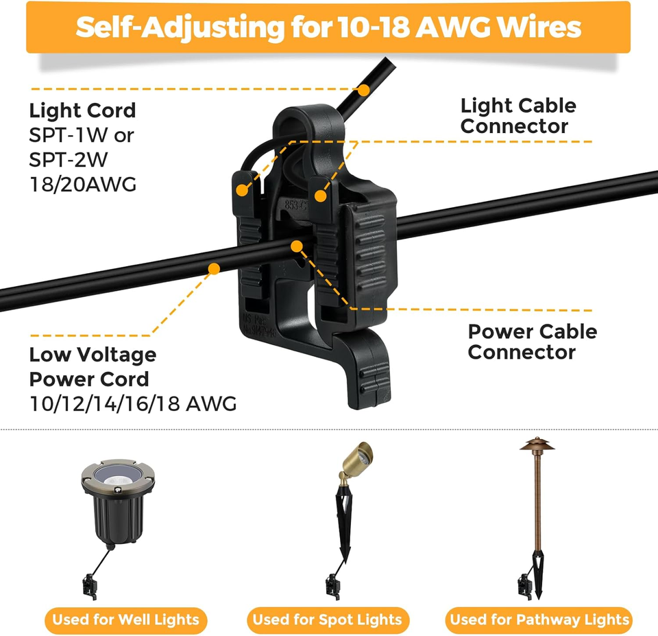 24 Pack Low Voltage Wire Connector for Landscape Lighting, Waterproof ...