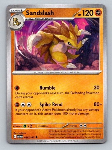2023 Pokemon Card Scarlet & Violet 151 Sandslash 28/165 | eBay