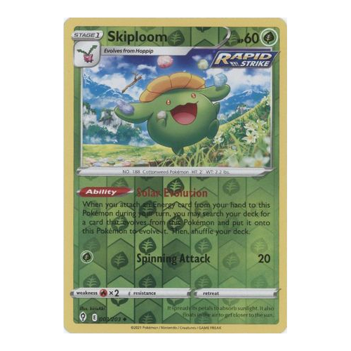 Skiploom 003/203 Reverse Holo Pokemon TCG: Evolving Skies Near Mint NM ...
