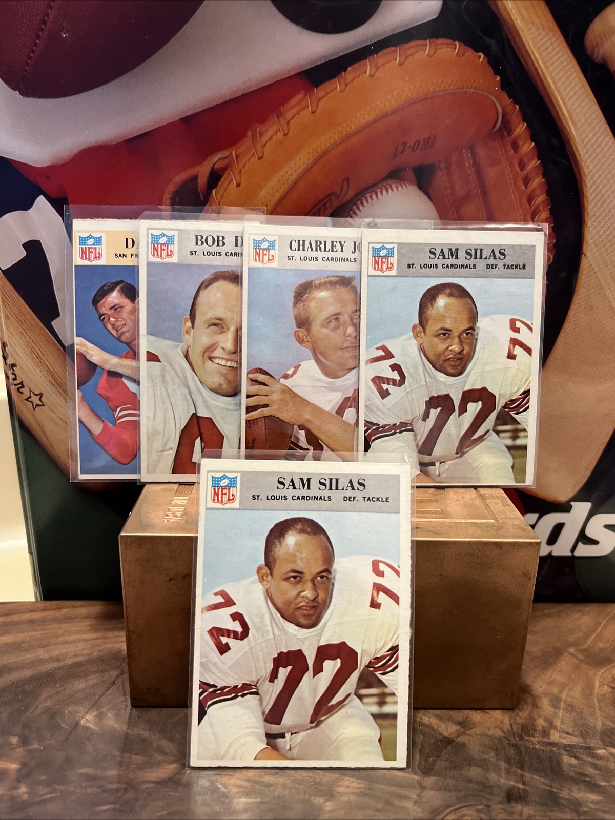 Lot of 5 Raw 1966 Philadelphia Football Cards - Nm High End Cardinals ...