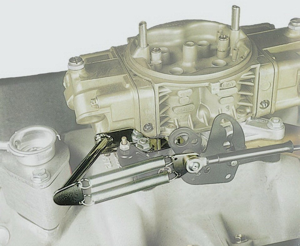 Chrome Throttle Dual Return Spring Kit Holley Carburetor SBC BBC Chevy ...