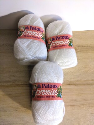 Lot (3) PATONS PROMISE Double Knitting Yarn ~ White 503 Lot 51324 ...