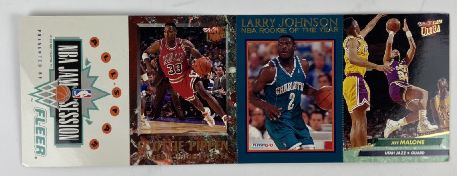 Scottie Pippin,Larry Johnson,Jeff Malone.Fleer, 92-93 3 Card NBA All ...