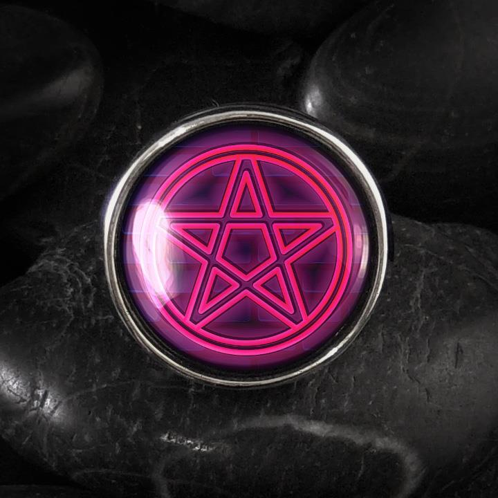 Pink Pentagram Ring - New Age Occult Pentacle Handmade Silver Ring ...