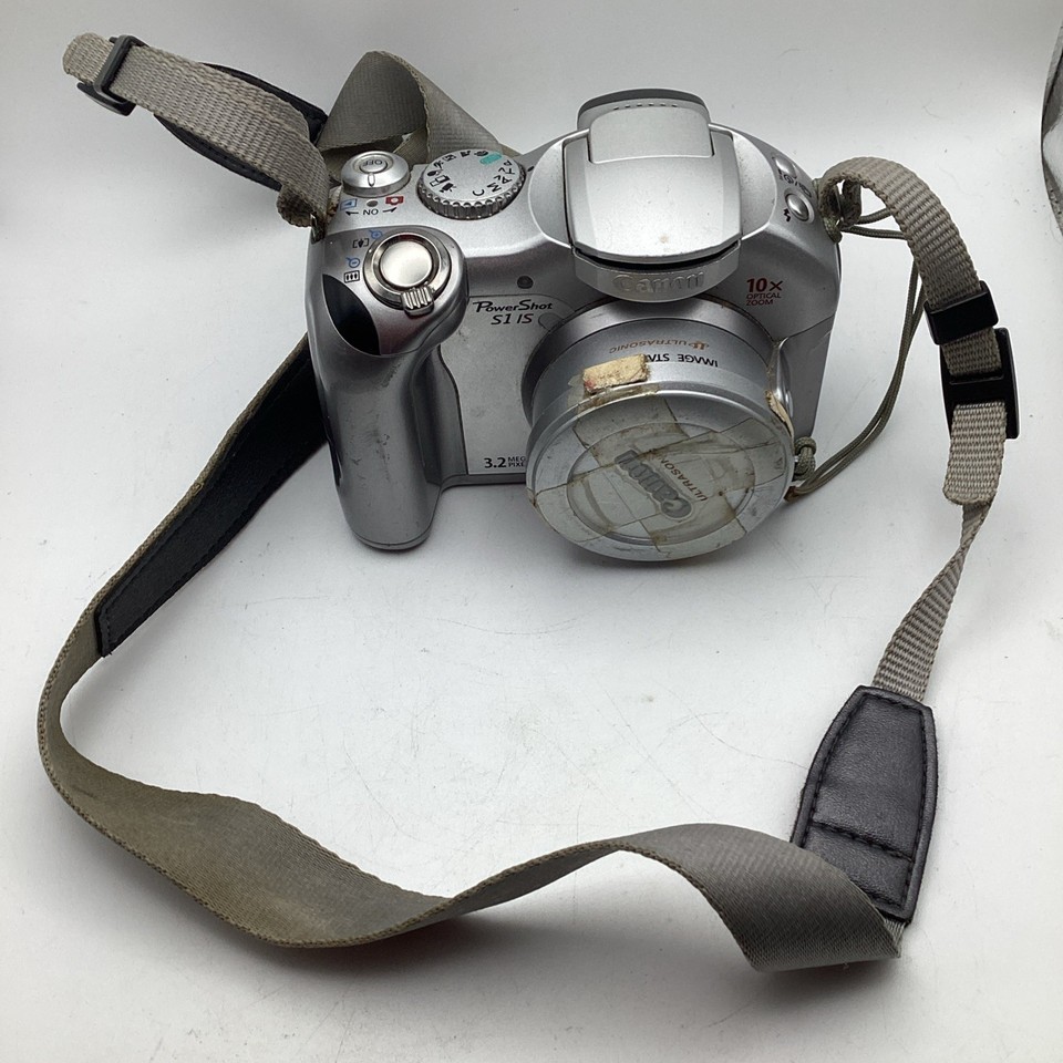 Canon PowerShot S1 IS PC1058 3.2MP Silver Digital Camera Tested No SD ...