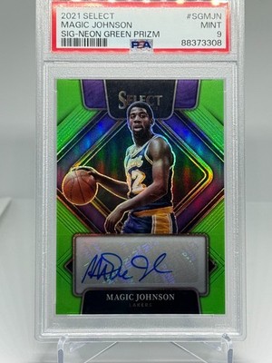 2021 SELECT BASKETBALL MAGIC JOHNSON NEON GREEN PRIZM AUTO CARD #SGMJN ...