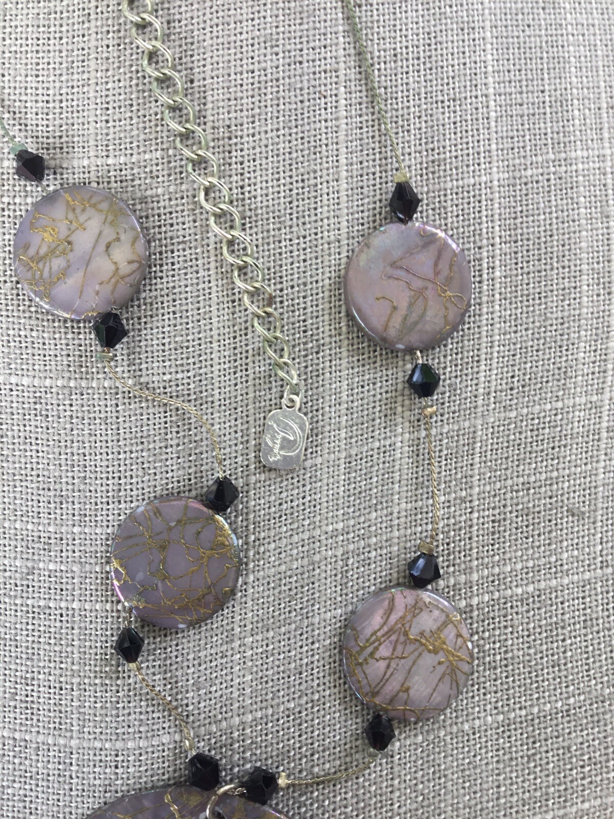 you and i Shell Disc Necklace Oil Slick & Gold Paint Drip Shell Disc | eBay