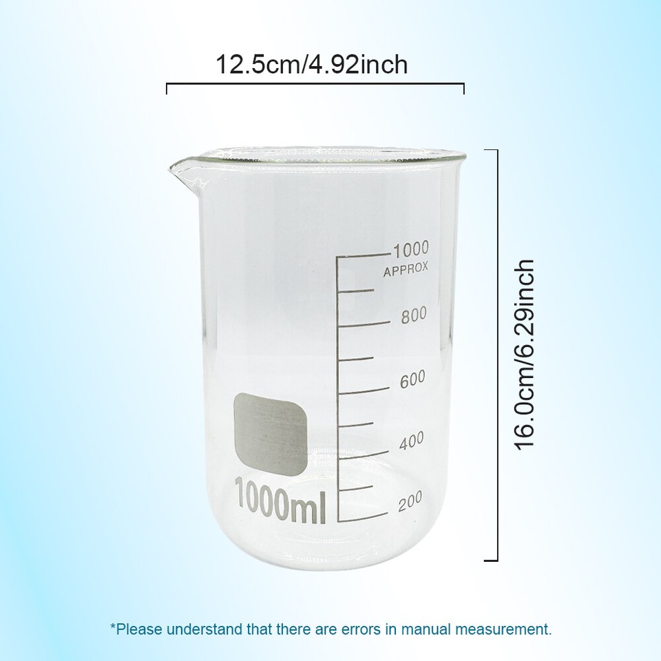 1pcs Lab Borosilicate GLass beaker all sizes 25/50/100/250/300/400/500 ...