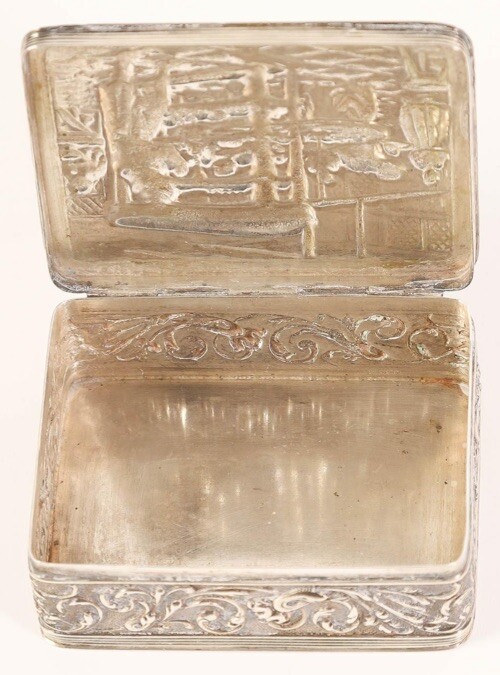 Rare Antique Dutch 833 Silver Diamond Merchants Jewelry Repousse Hinged ...