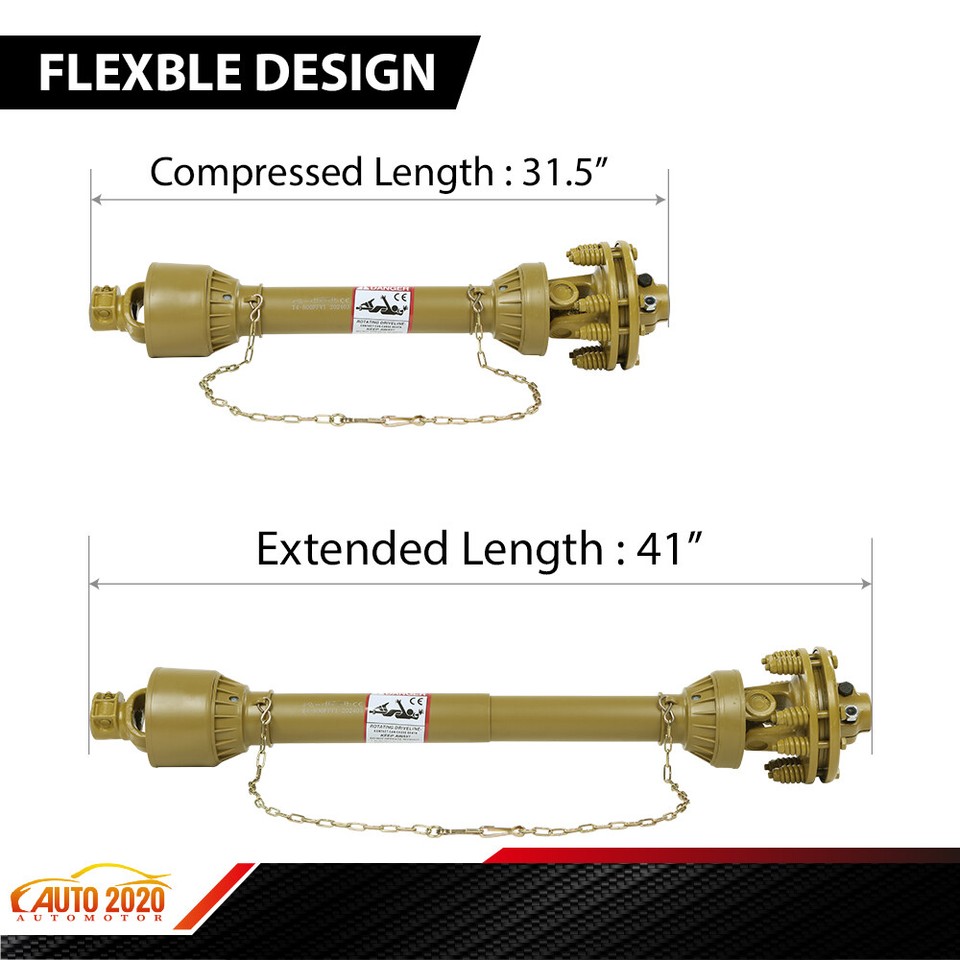 New Yellow PTO Shaft PTO Drive Shaft 1-3/8"x6 Spline w/ Slip Clutch T4 ...