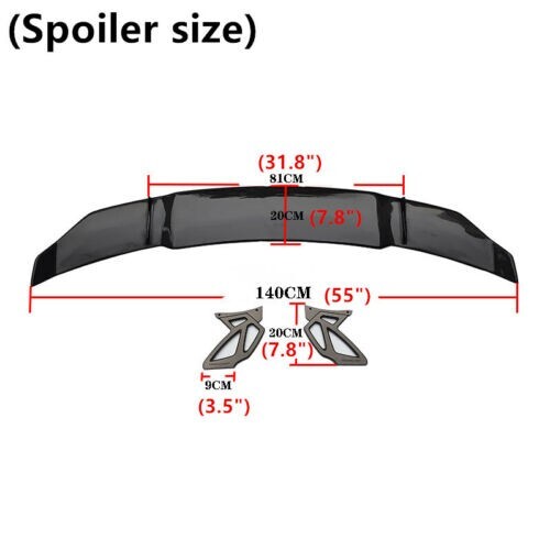 55'' Universal Spoiler Unpainted Rear Wing Sedan/Coupe V Style General ...