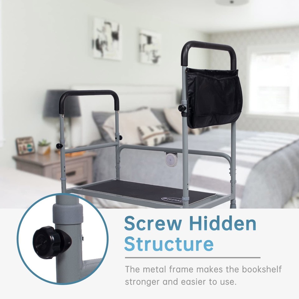 ELENKER Adjustable Height Safe Bed Step Stool Bed Assist Bar with ...