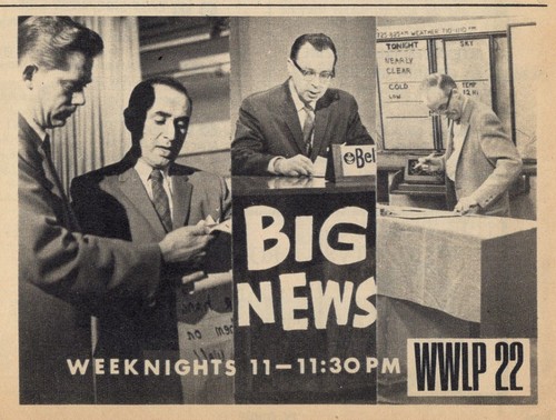 1964 WWLP TV NEWS AD~HARRY ROBATOR~ROLLIE JACOBS~WILLIAM L.PUTNAM~JOHN ...