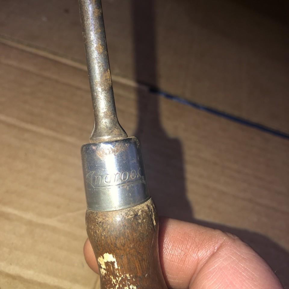 Vintage ANDROCK Standard Slotted Screwdriver Wood Handle 8” Long 1/4 ...