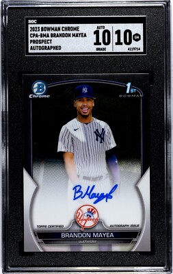 2023 Bowman Chrome Brandon Mayea 1st Prospect Auto Autograph #BMA SGC ...