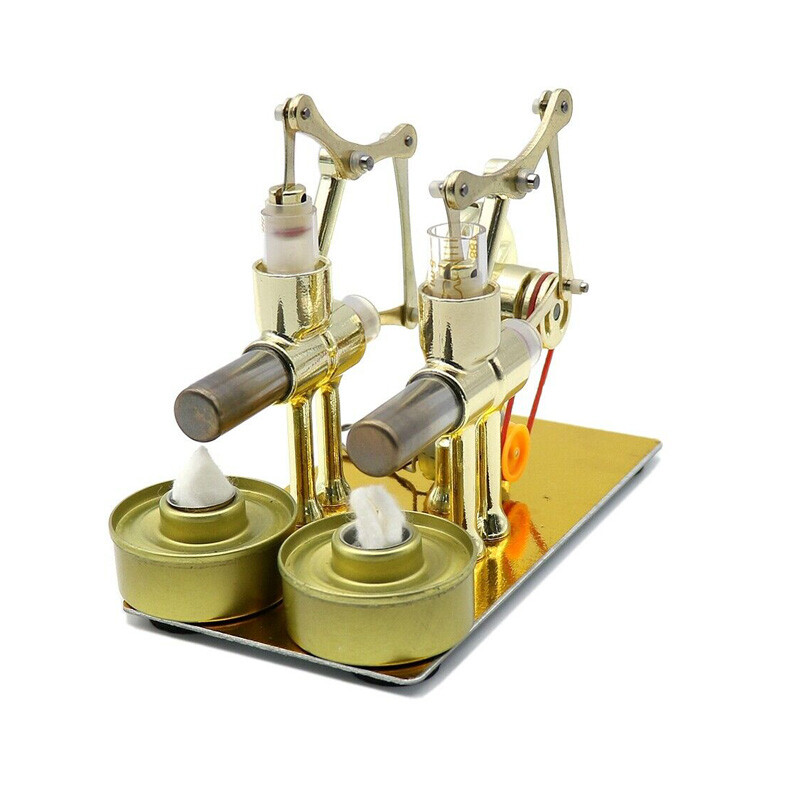 Steam Power Toy Generator Motor Double Cylinders Hot Air Stirling ...