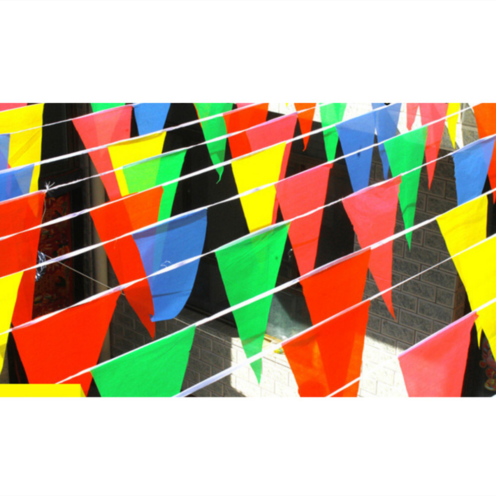 Party Festival Dekor Multicolor Pennant. Bunting Banner 100M Triangle ...