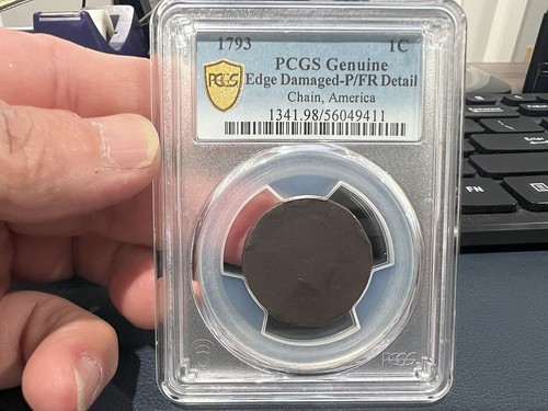 1793 1c Chain Cent PCGS Genuine P/FR Detail Chain America Gold Shield ...