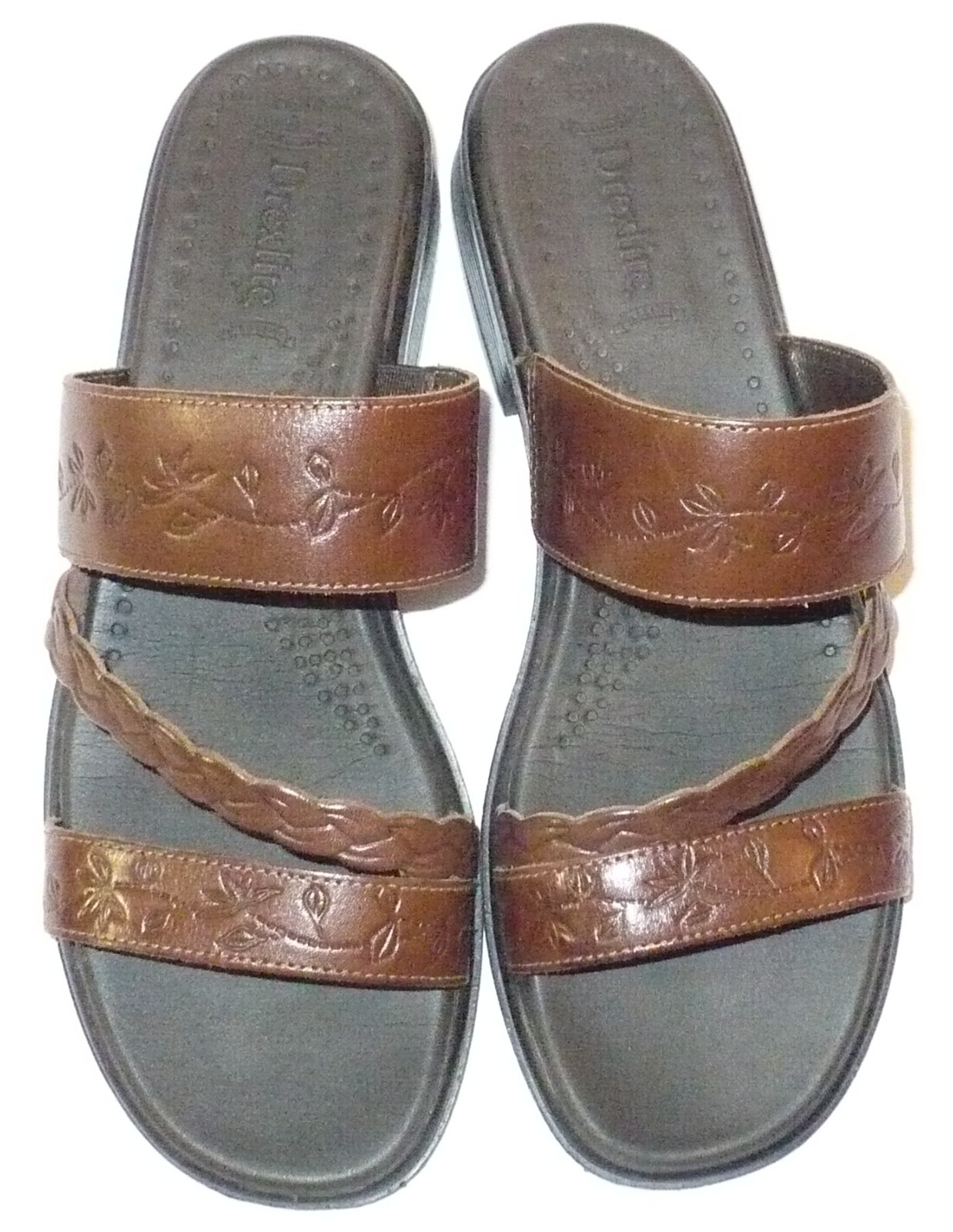 Women's Drexlite Brown Leather Slip On Sandals - Size 6 1/2M | eBay