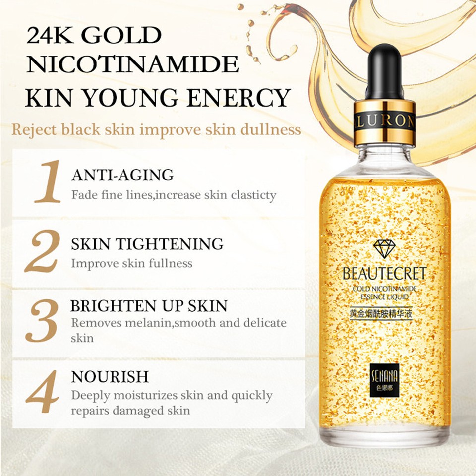 Nicotinamide Liquid 24K Gold Anti Aging Moisturizer with Hyaluronic ...
