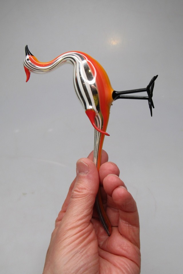 Antique VTG Glass Bimini Annealed Stripe Pheasant Bird Christmas ...