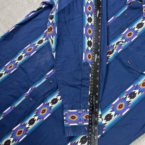 VTG Wrangler Pearl Snap Shirt L Aztec Navajo Tails Brushpopper Western ...
