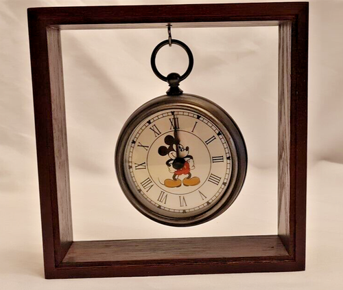 Disney Mickey hanging pocket watch clock wood square frame - retired | eBay