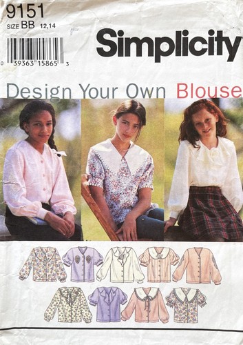 1990's Simplicity Girls' Blouse Pattern 9151 Size 12-14 UNCUT | eBay